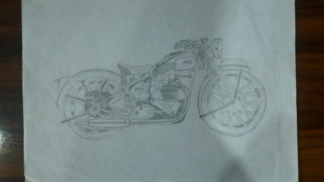 how to draw a bullet bike | Royal Enfield | bullet classic 350 bike ...