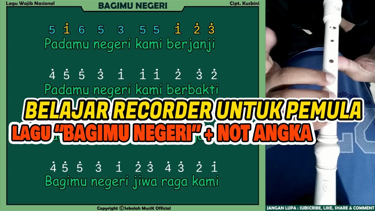 Instrumental Recorder Bagimu Negeri - Tutorial Recorder - YouTube