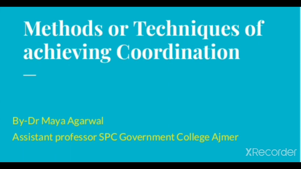 Methods or techniques of achieving Coordination - YouTube