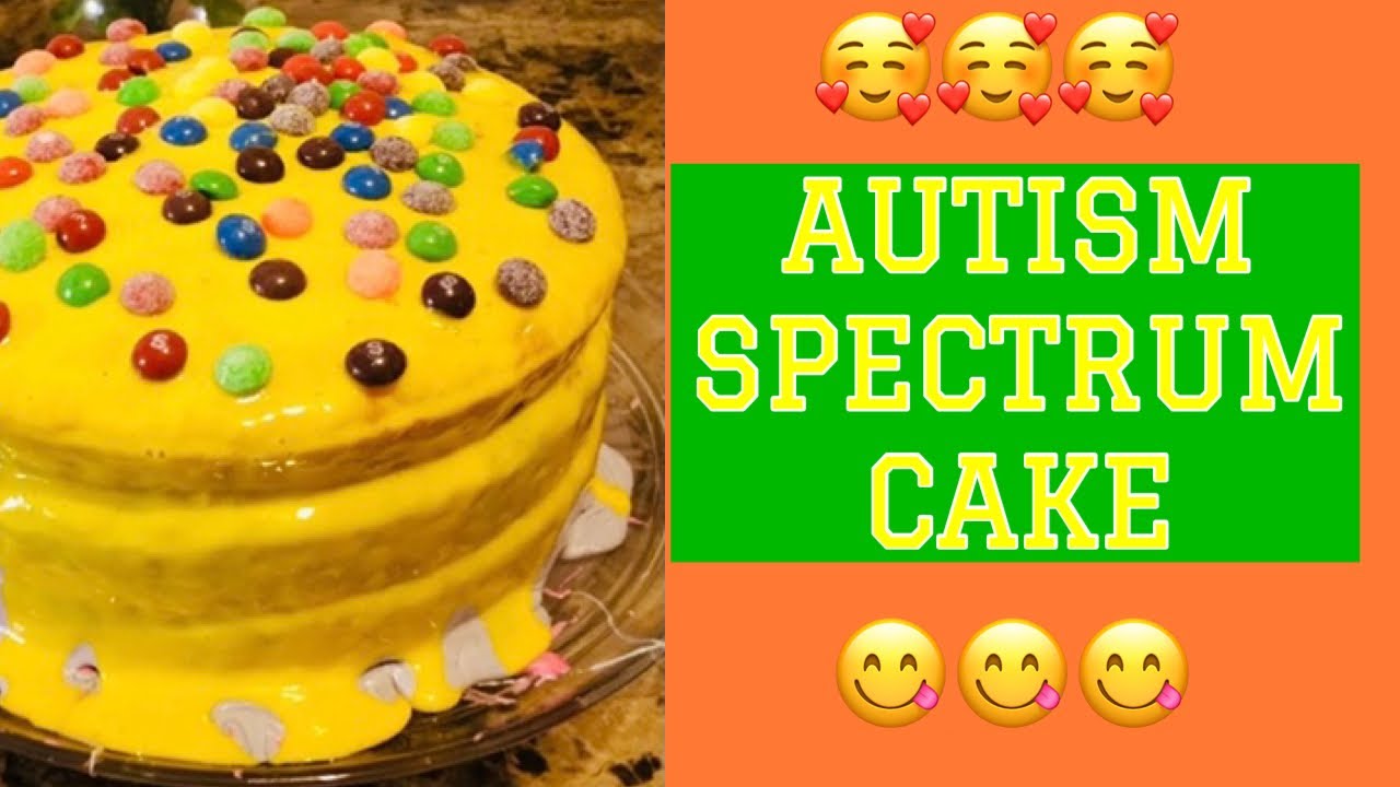 AUTISM MOM CREATES FUN MEMORIES WITH KIDS MAKING A SPECTRUM CAKE... FUN ...