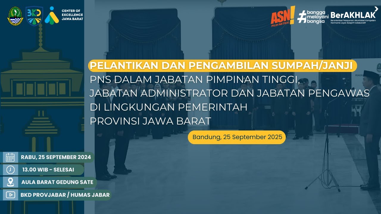 Pelantikan dan Pengambilan Sumpah/Janji PNS dalam JPT, JA, dan JP di ...