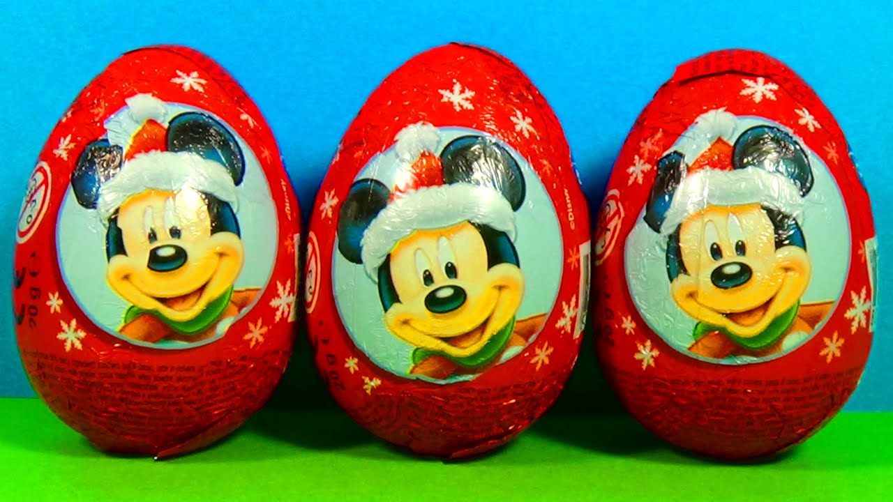 Disney MICKEY MOUSE surprise eggs Unboxing 3 Christmas eggs surpirse ...