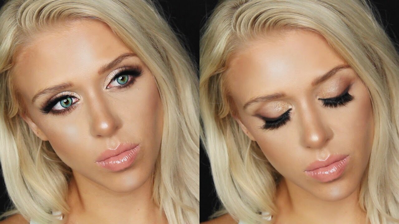 Glowy Neutral Cat Eye Glam Makeup Tutorial - YouTube