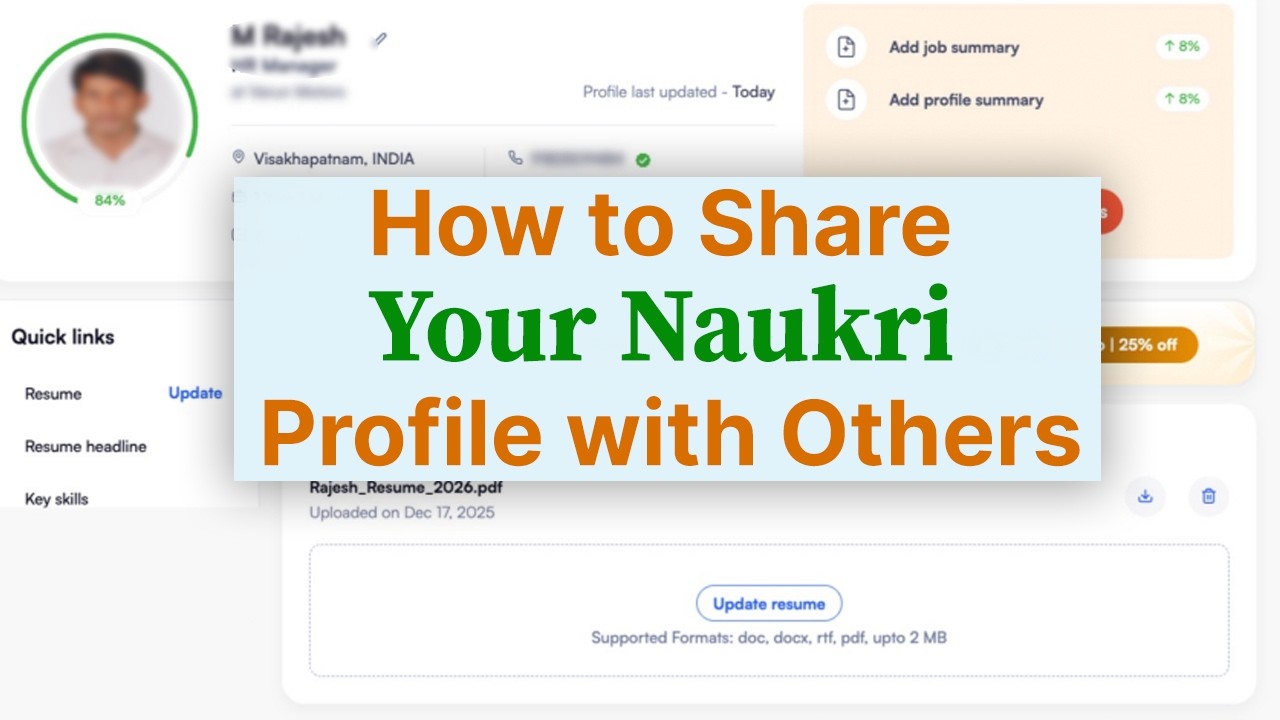 How to Share Your Naukri Profile with Others | Naukri Profile Link ...