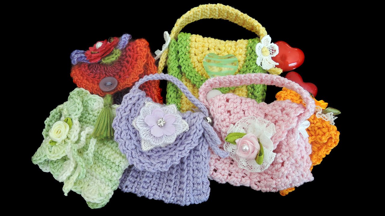 Kleine bunte Täschchen HÄKELN Tiny Bags CROCHET - YouTube