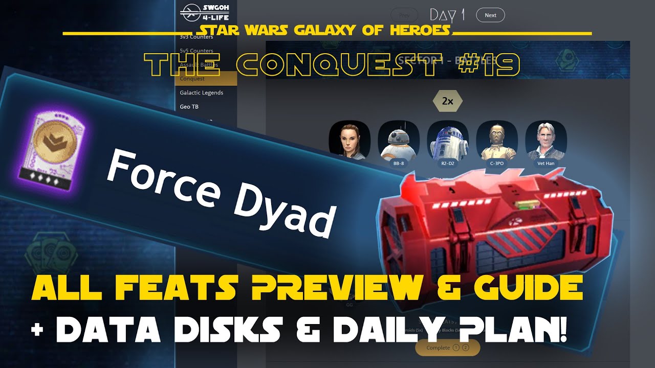Conquest #19 - 21: Feats Preview and New Daily Plan | SWGOH - YouTube