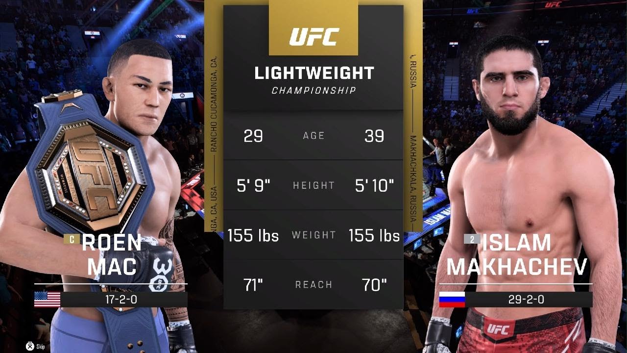 Islam Makhachev vs Roen Mac 🏆 (Career Mode) - YouTube