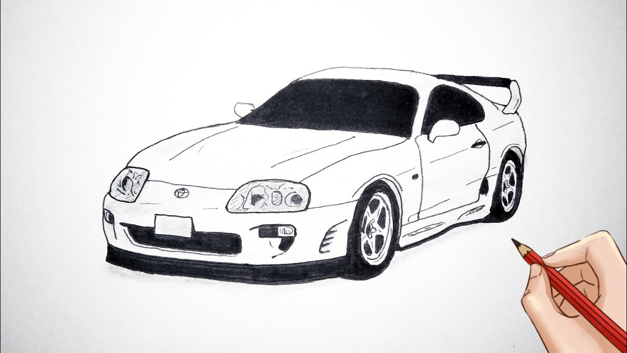 How To Draw a Toyota Supra | Drawing a Toyota supra MK4 step by step ...