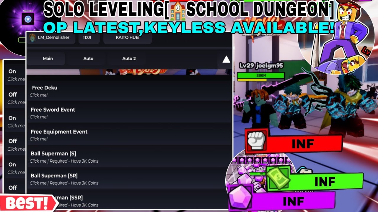 Solo Leveling[🏫School DUNGEON] Roblox Hack/Script OP INF Gems,Money🔥 ...