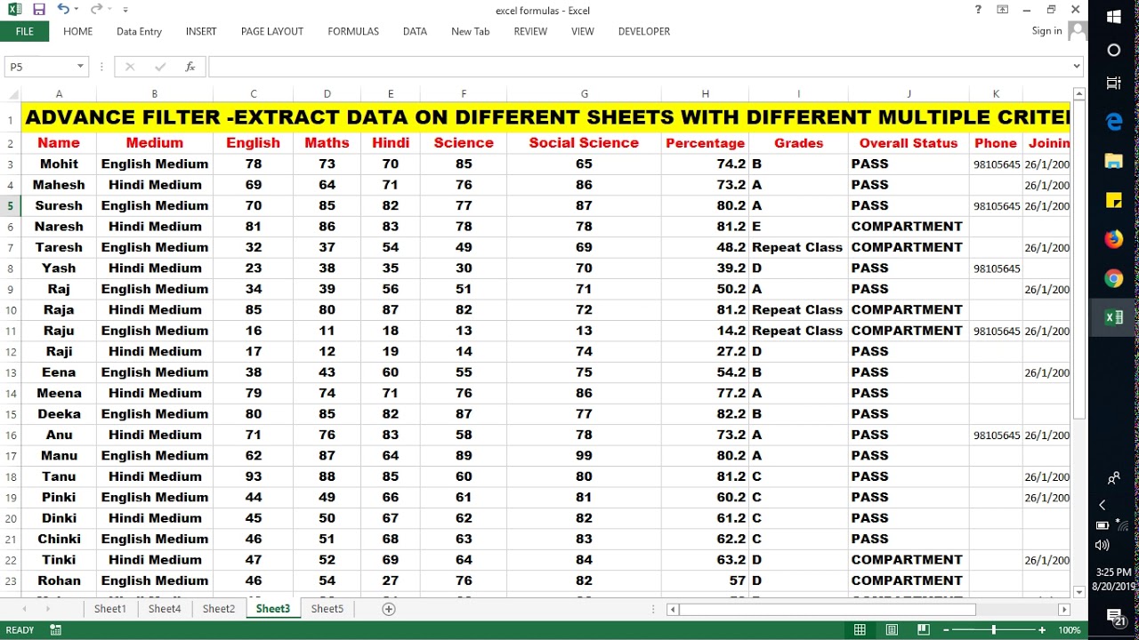 ADVANCE FILTER EXTRACT DATA ON DIFFERENT SHEETS WITH DIFFERENT MULTIPLE ...