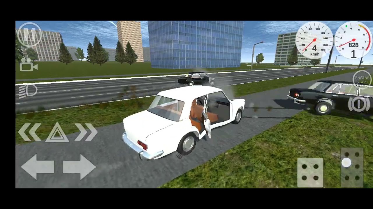 Simple car crash physics simulator white car chase 4 - YouTube