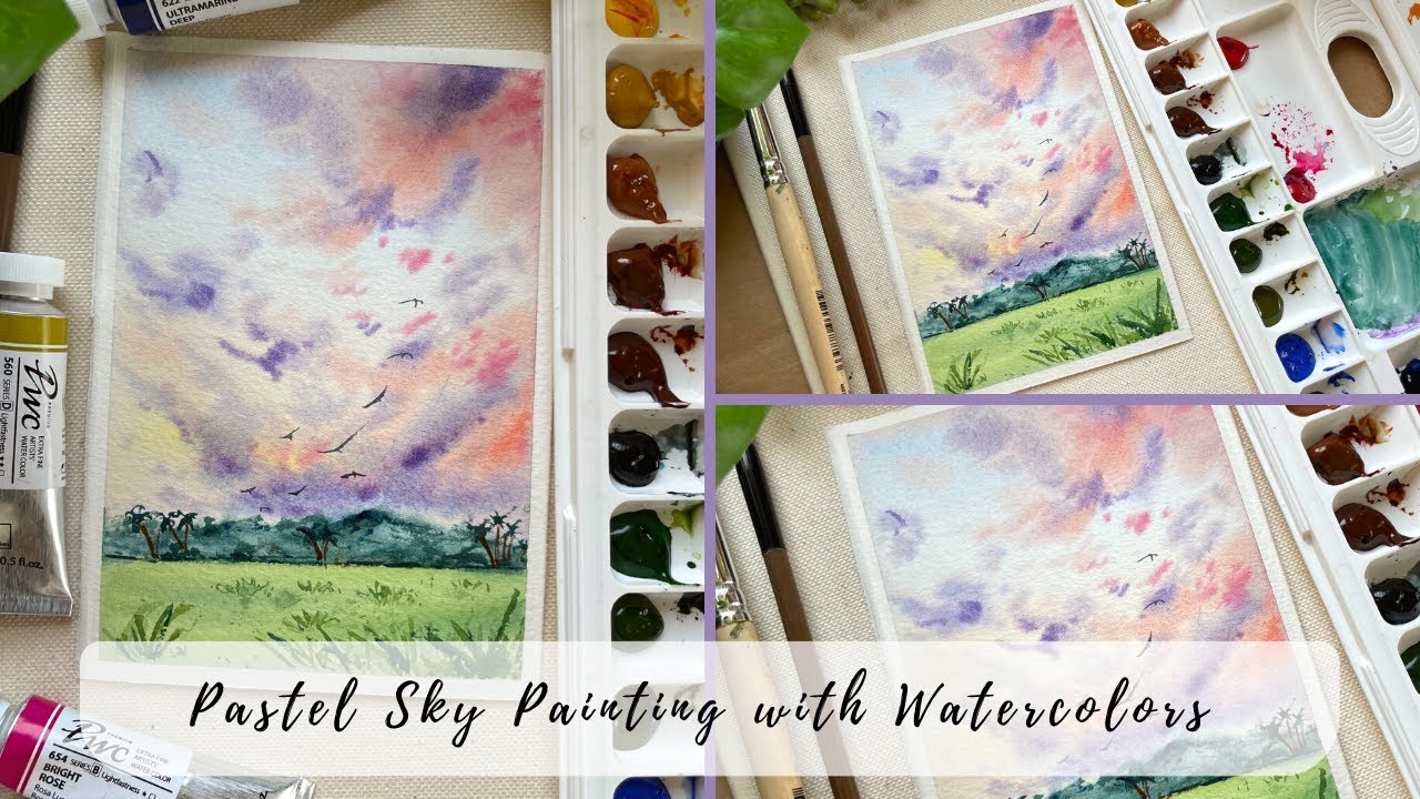 Easy Pastel Sky Painting Using Watercolors | Step by Step Painting ...