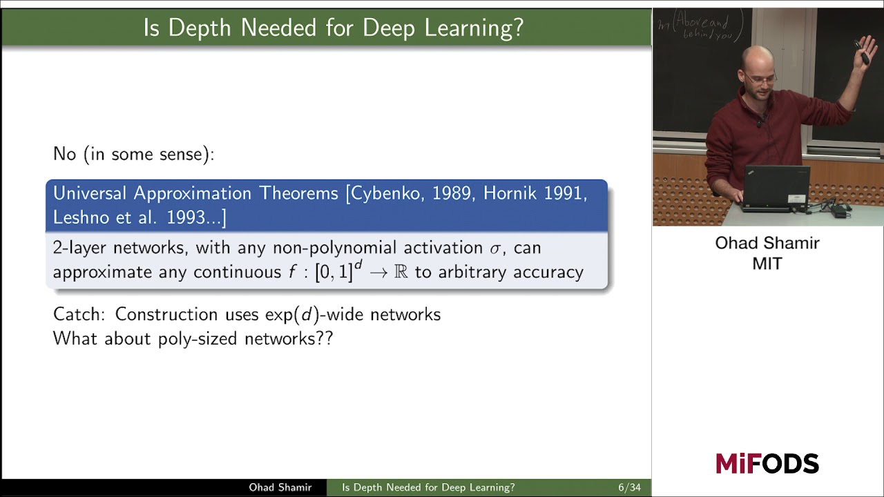 Ohad Shamir (Weizman Institute) -- Is depth needed for Deep Learning ...