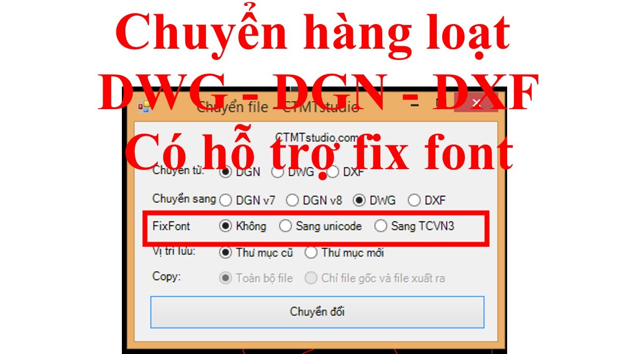 Chuyển đổi file DGN sang DWG hàng loạt, có hỗ trợ fix font - YouTube