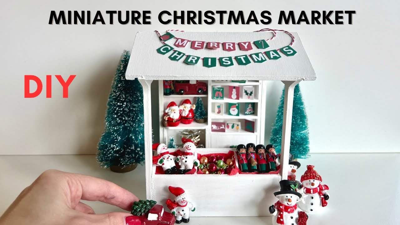 DIY Miniature Christmas Market Stall - Dollhouse - YouTube