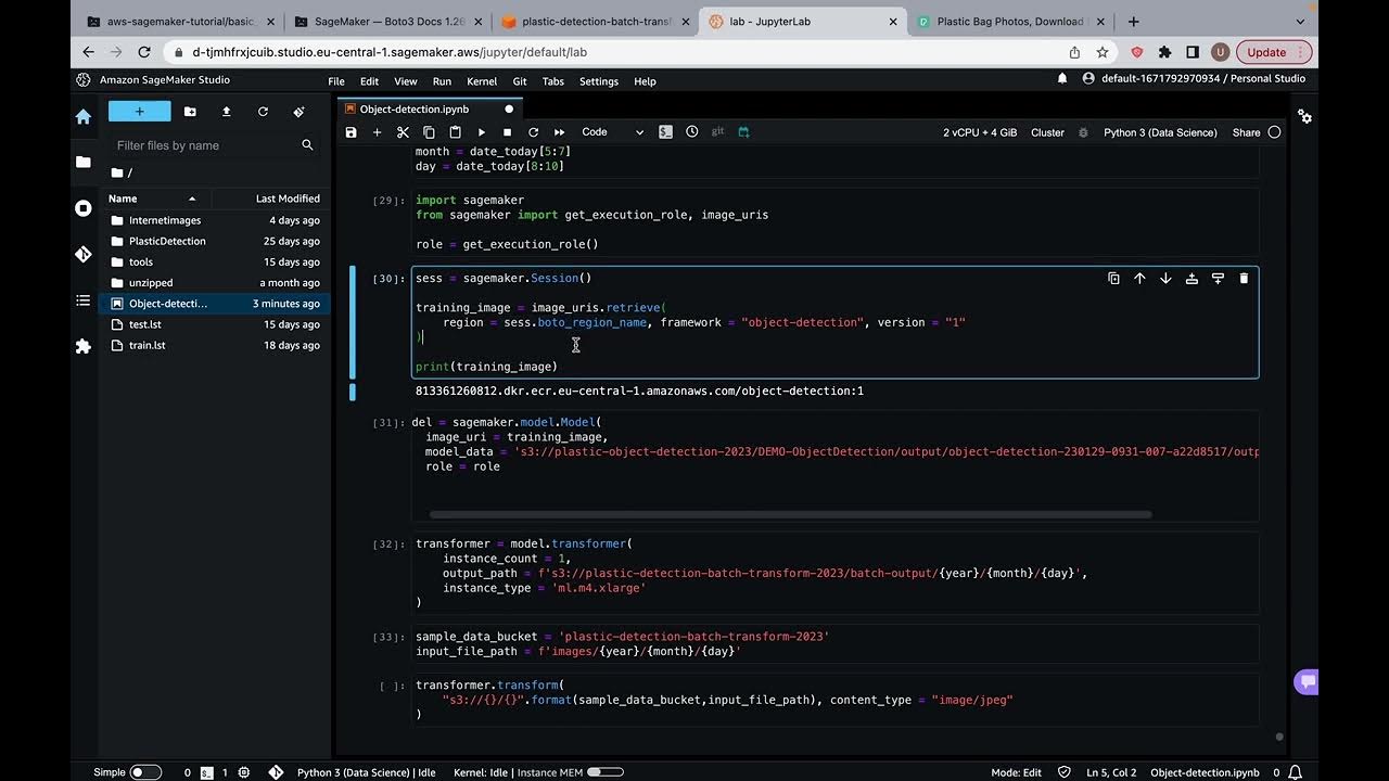 Starting a Batch Transformation Job for Object detection in AWS Sagemaker - YouTube