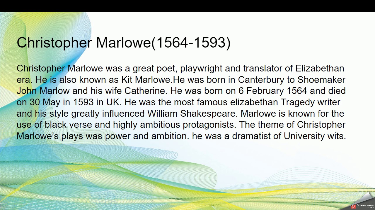Christopher Marlowe biography and works - YouTube
