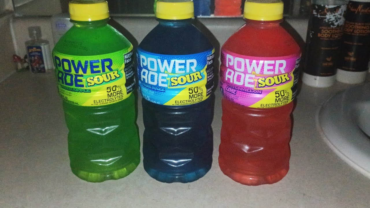 trying blue razz of sour Powerade for the first time(is it good?) - YouTube