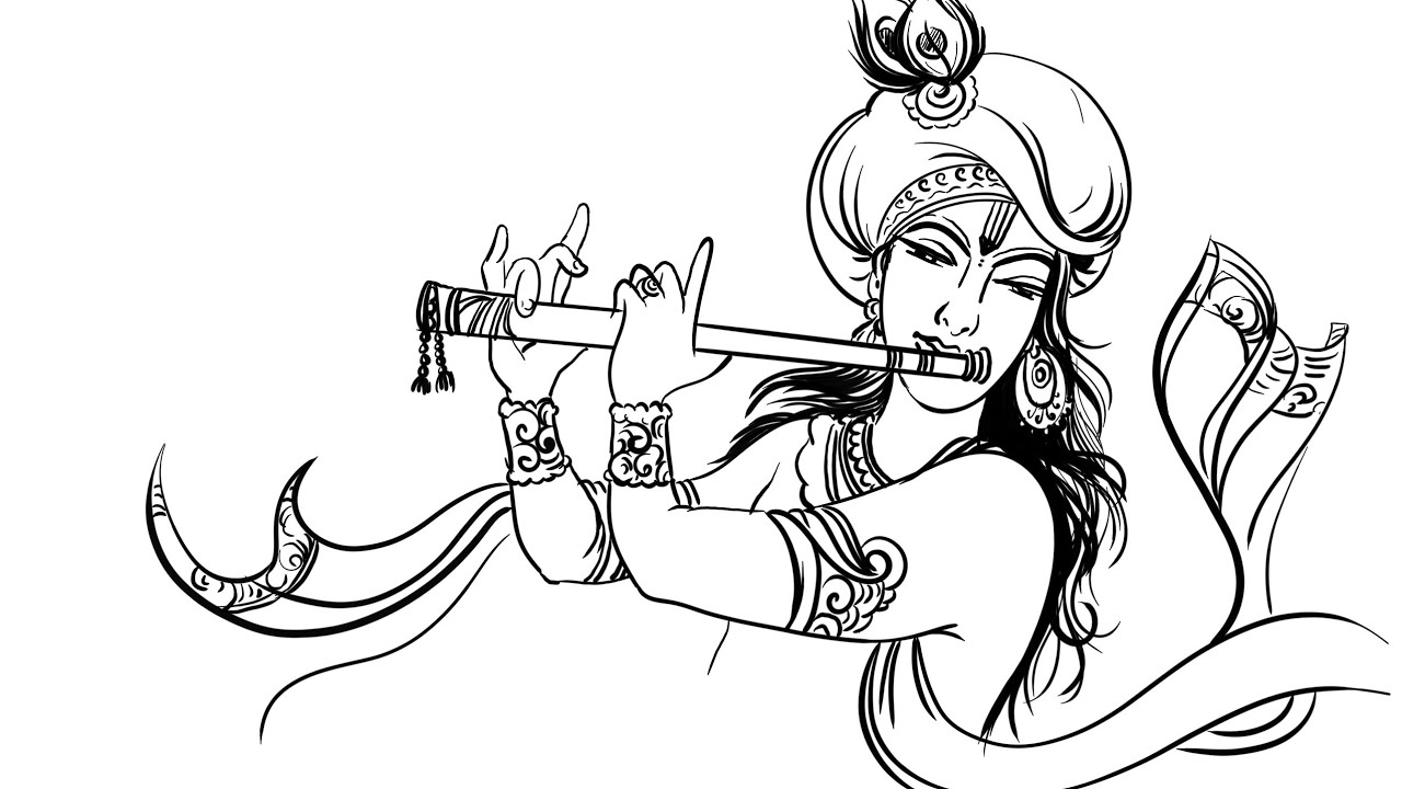 How to draw Krishna easy process | Krishna Drawing | Krishna Sketching ...