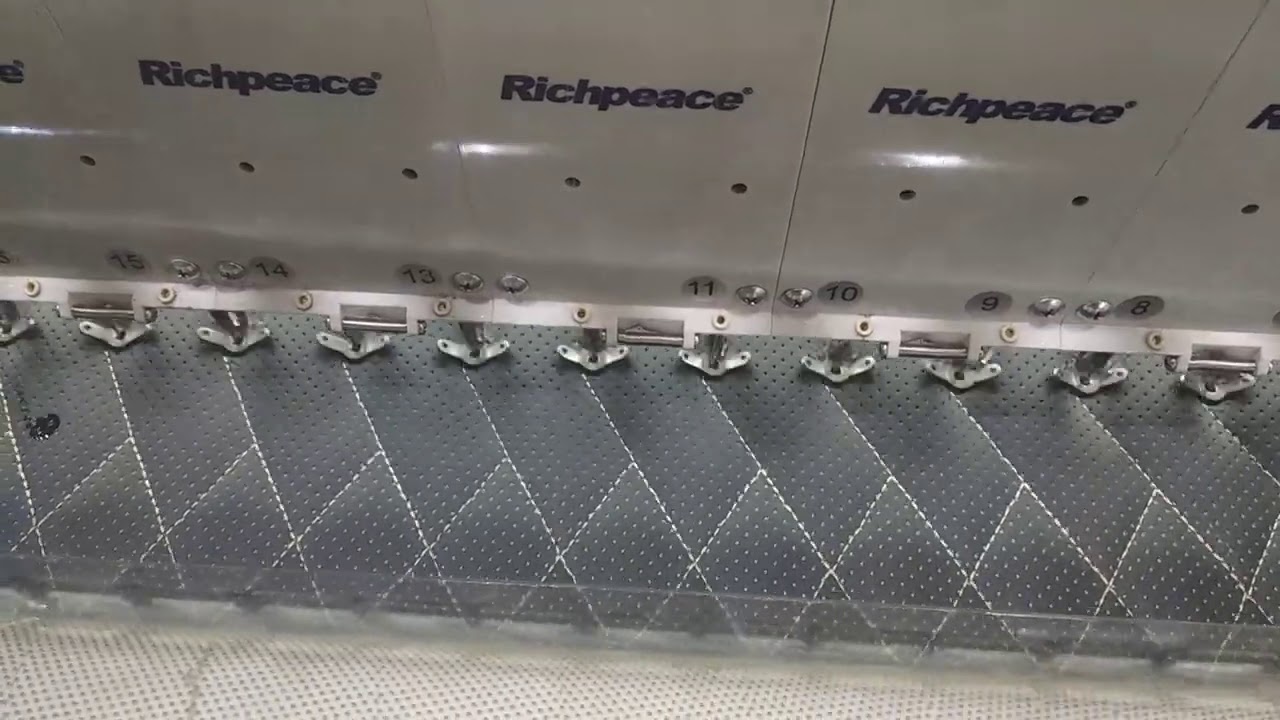 Diamond quilting on perforated leather roll to roll - YouTube