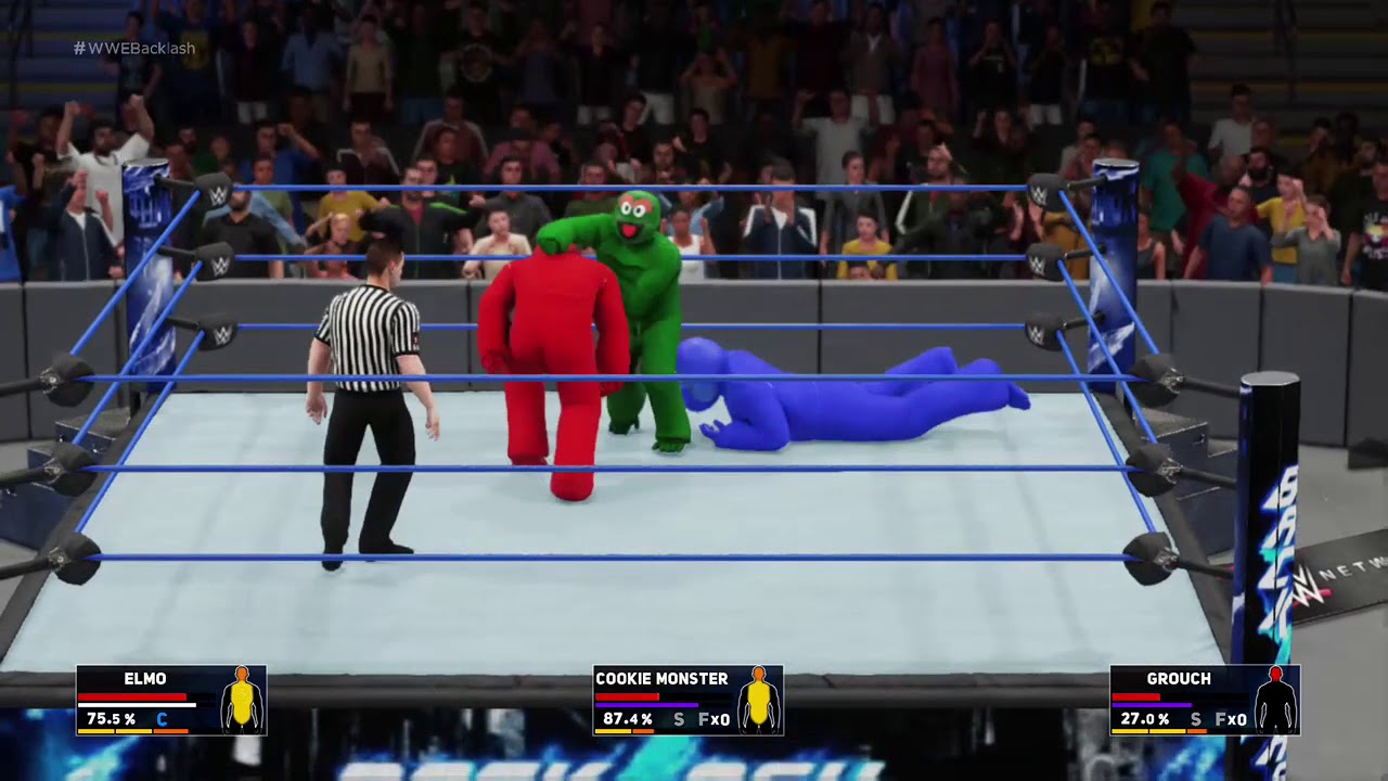 WWE 2K18 ELMO VS COOKIE MONSTER VS GROUCH PART 2 - YouTube