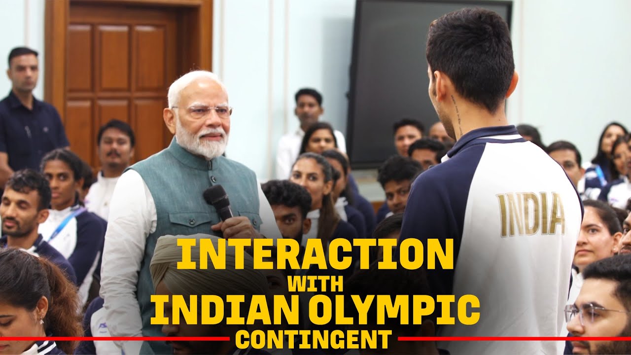 PM Narendra Modi meets the Indian Olympic contingent at his residence ...