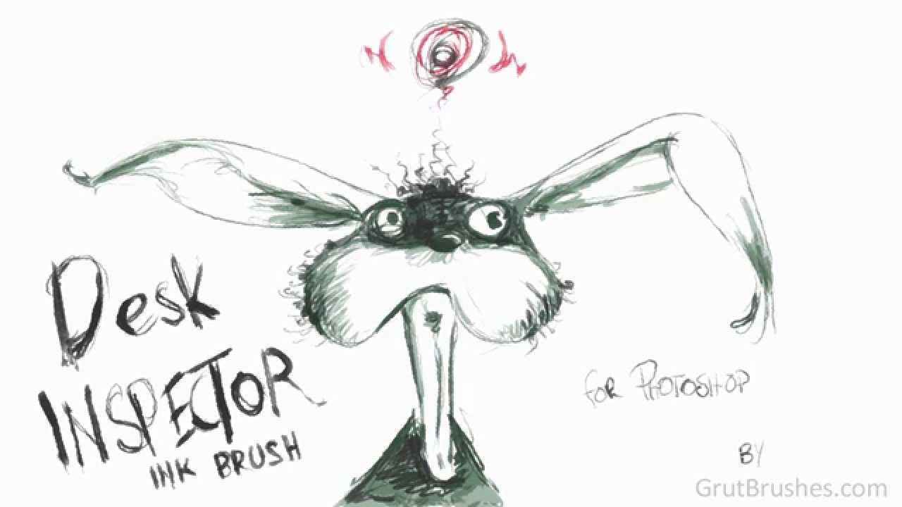 Drawing with "Desk inspector" the Photoshop ink brush - YouTube