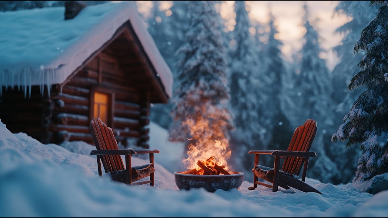 Winter's Quiet Beauty: Snow and fireplace Sound for Relaxation - YouTube