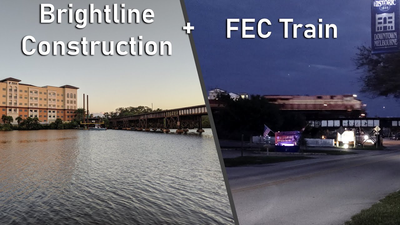 Brightline Construction and FEC Train at Night - Melbourne and Cocoa ...