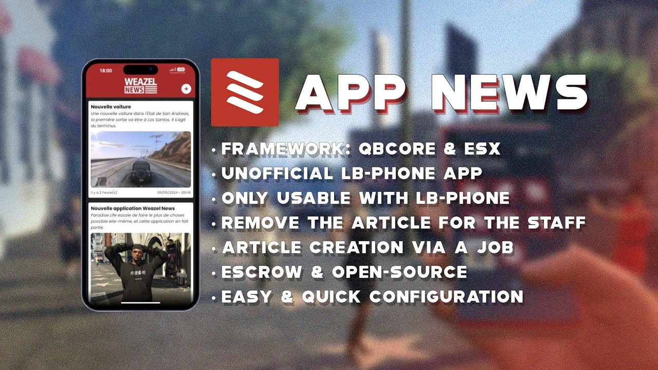 APP NEWS - Fivem (unofficial lb-phone application) - required: lb-phone - YouTube
