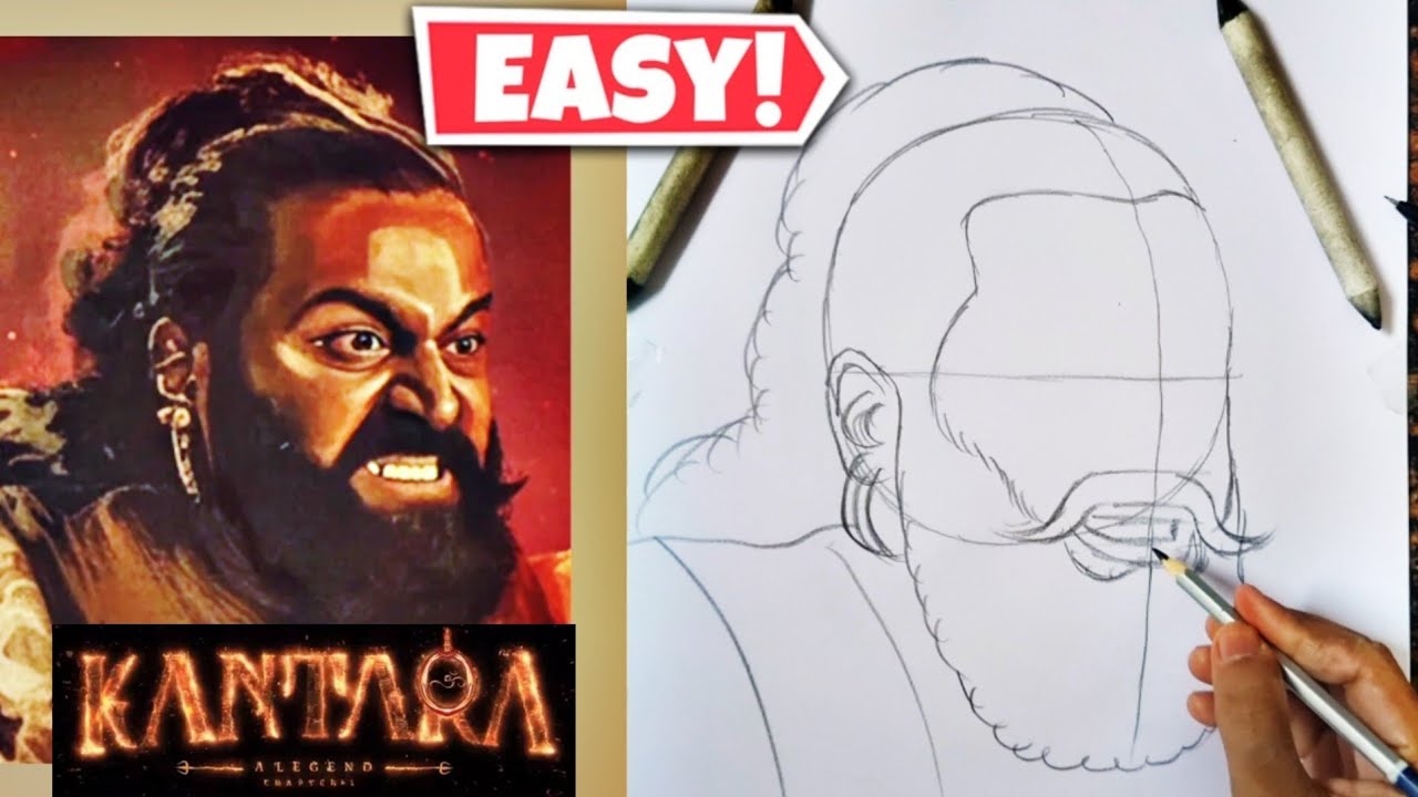 Kantara Rishab Shetty Drawing | Kantara Rishab Shetty outline drawing # ...