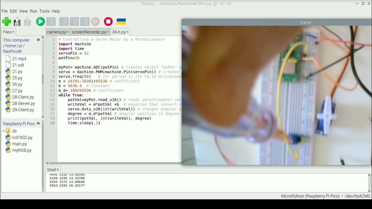 Controlling a Servo Motor by a Potentiometer using Micropython Code - YouTube