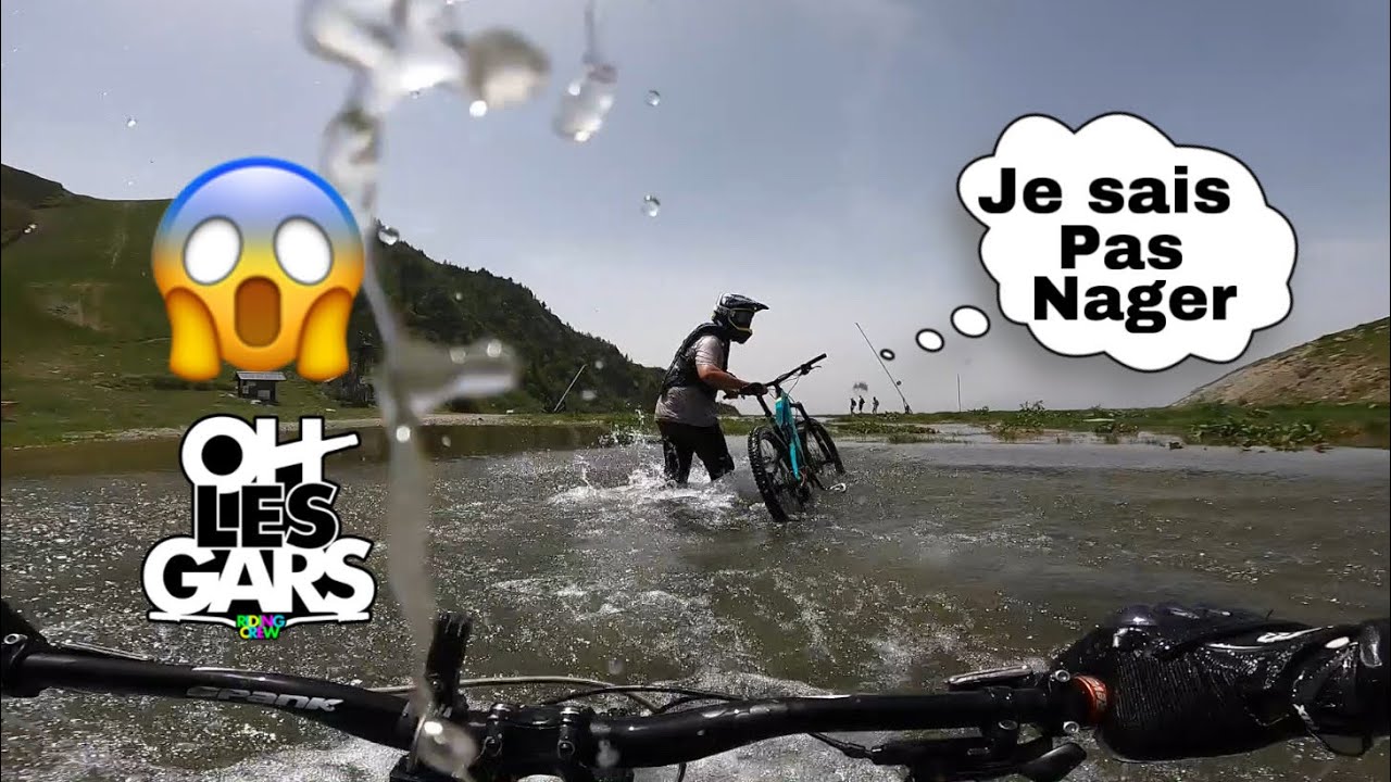 on traverse le lac en vtt des 7 laux bike park - YouTube