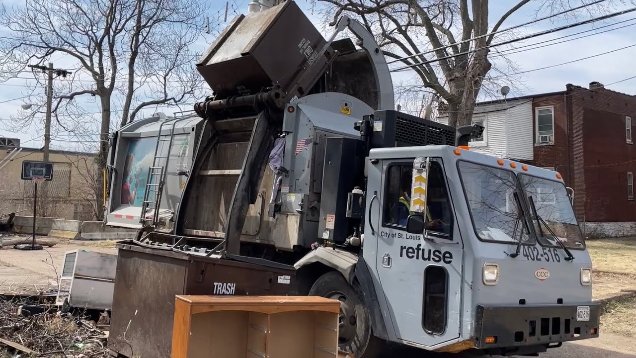 Grey CCC Kann Commercial Side Loader Garbage Truck - YouTube