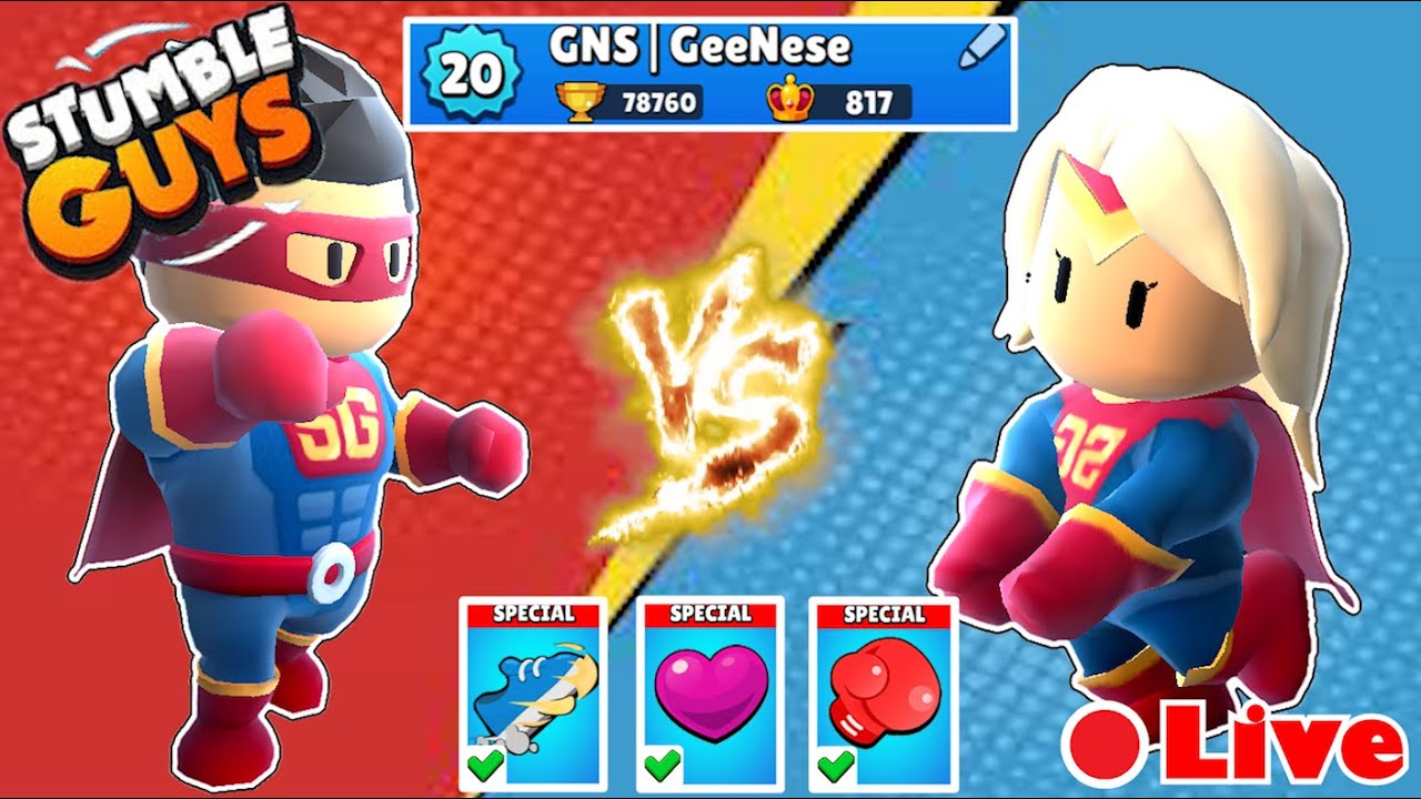 War Skin Team Superman Melawan Team Supergirl !! Live Stumble Guys ...