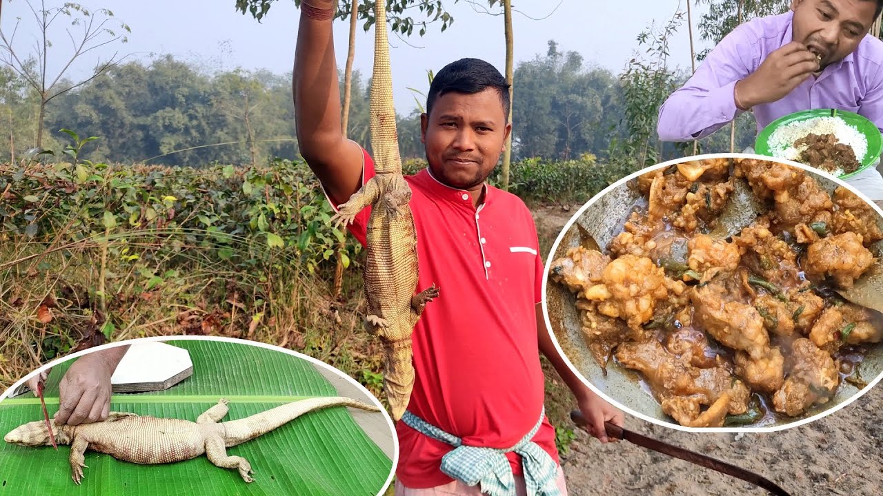 Monitor Lizard🦎 Cooking And Eating Show | Village Style Monitor Lizard ...