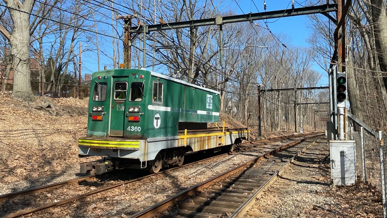 RARE! Vintage MBTA Greenline Work Car 4360 on the D Branch! - YouTube