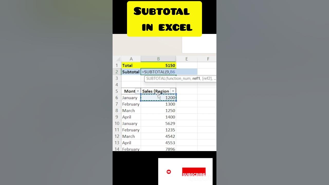 subtotal function in excel | excel subtotal function #shorts #exceltips - YouTube