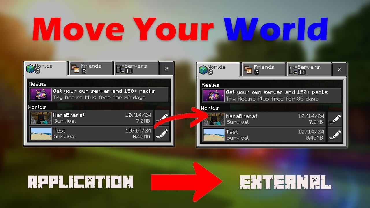 How To Transfer Your World Application To External | Minecraft Trick ...