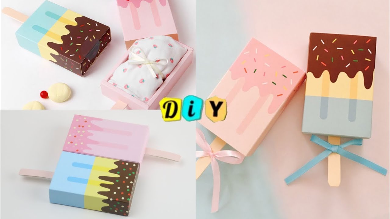 How to make paper ice cream box / easy craft idea🌷 / Craft With Adeena ...