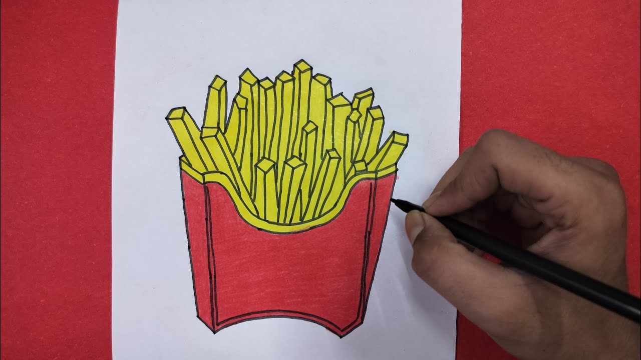 How To Draw French Fries 🍟 | Easy French Fries Drawing ...