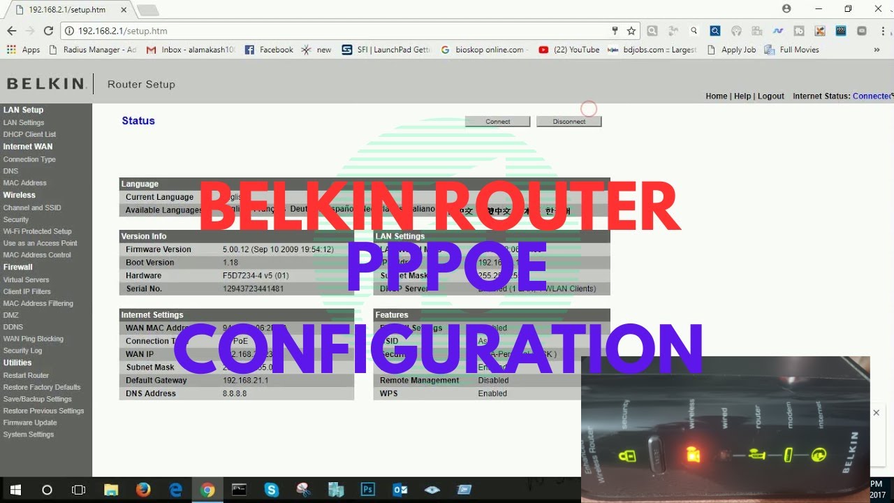 How To Configure Belkin Wireless Router On PPPoE | Internet Connection ...