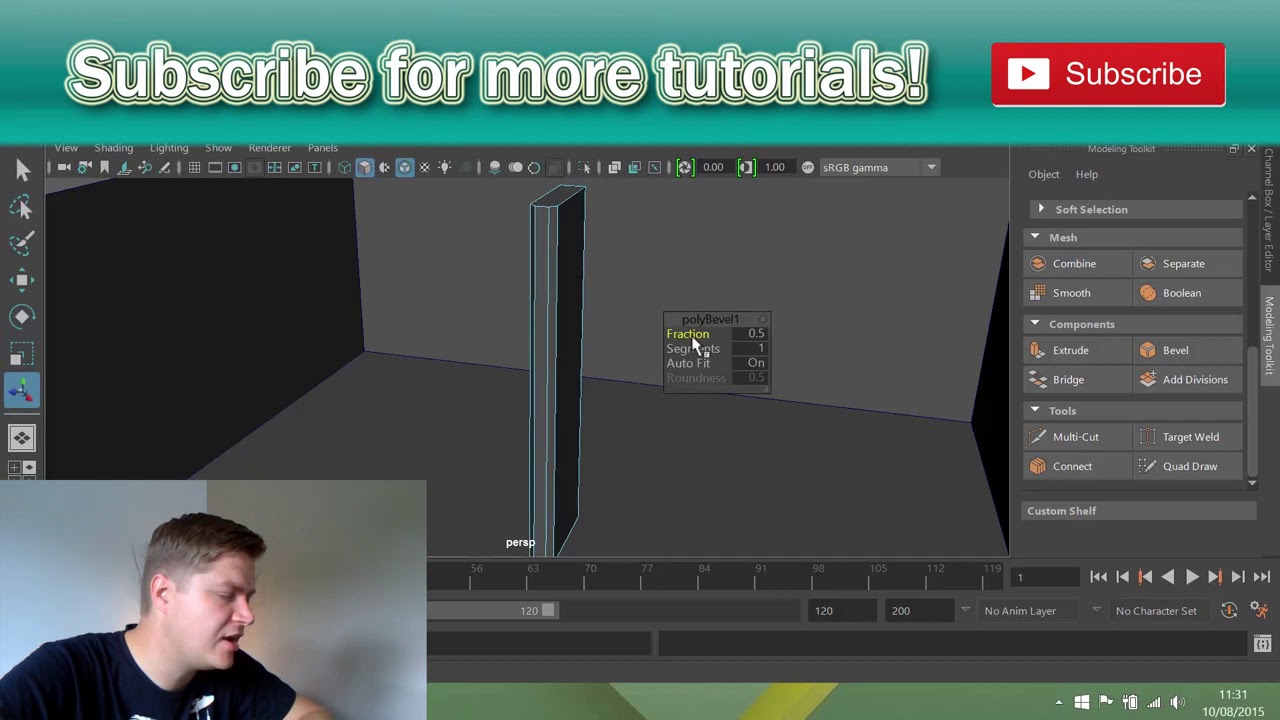13 Modeling Toolkit Using Bevel In Maya 2016 Youtube