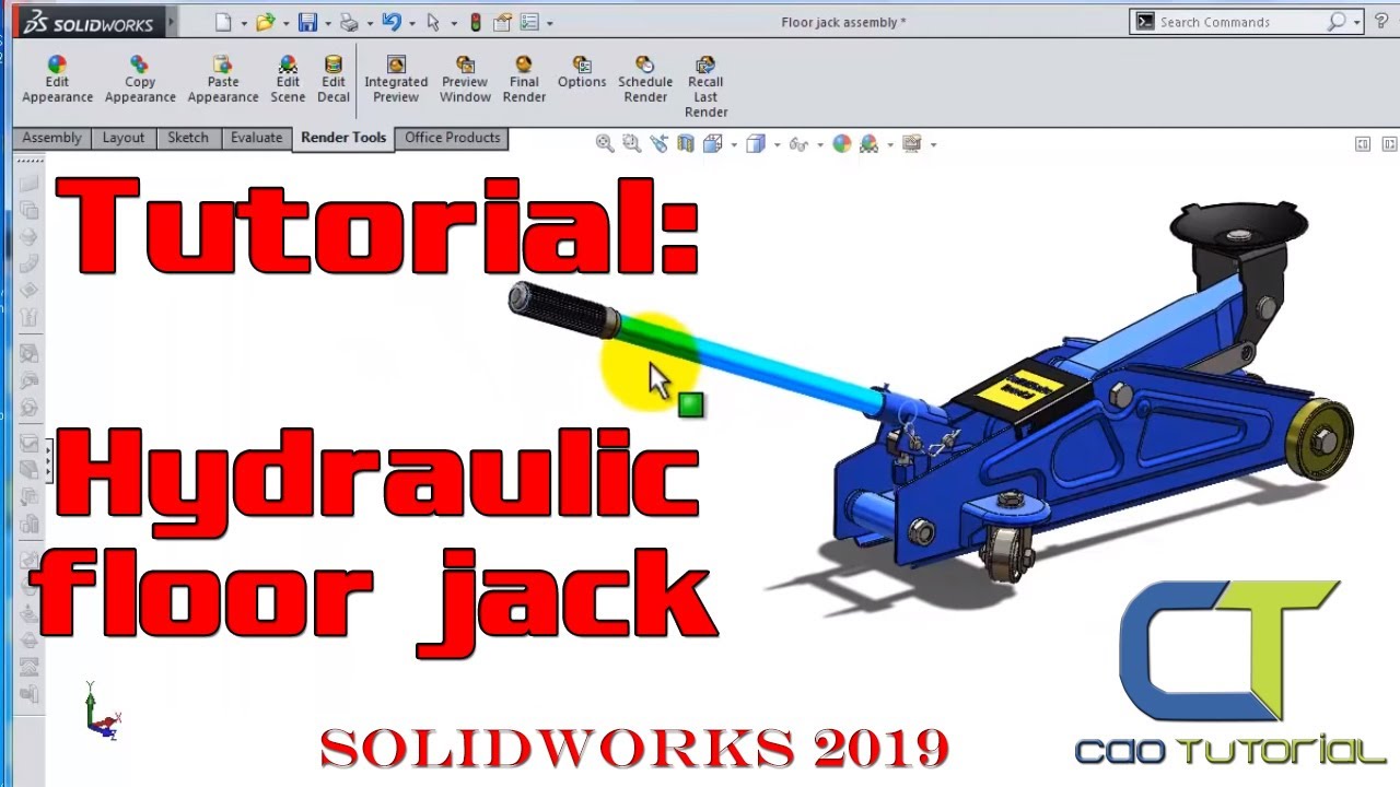 Solidworks 2019 Tutorial Hydraulic Floor Jack Youtube