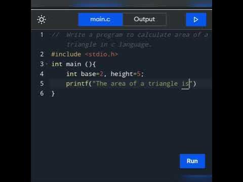 How to write a program to calculate area of a triangle in c language. - YouTube
