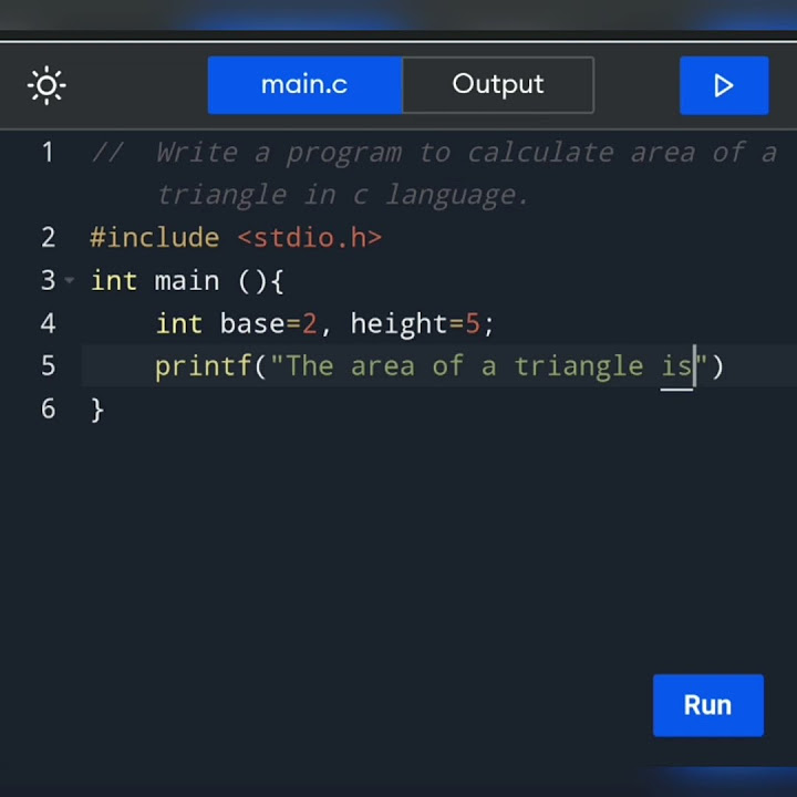 How to write a program to calculate area of a triangle in c language. - YouTube