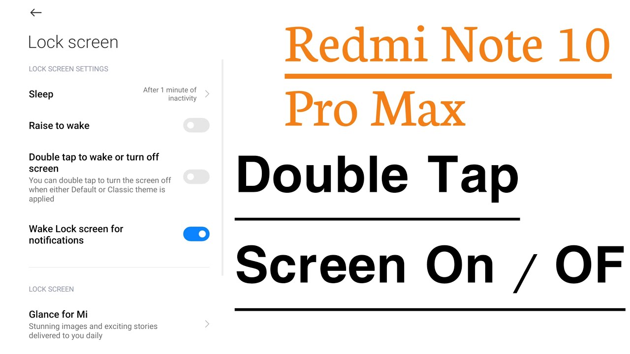 Redmi Note 10 Pro Max How To Use Double Tap Feature | Double Tap Screen ...