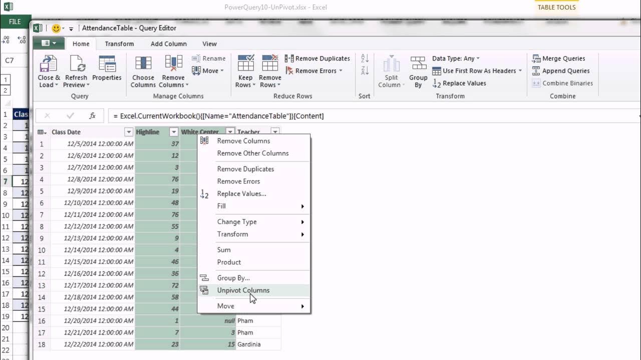 Excel Power Query #10: UnPivot Feature to Create Proper Data Sets (2 Examples) - YouTube