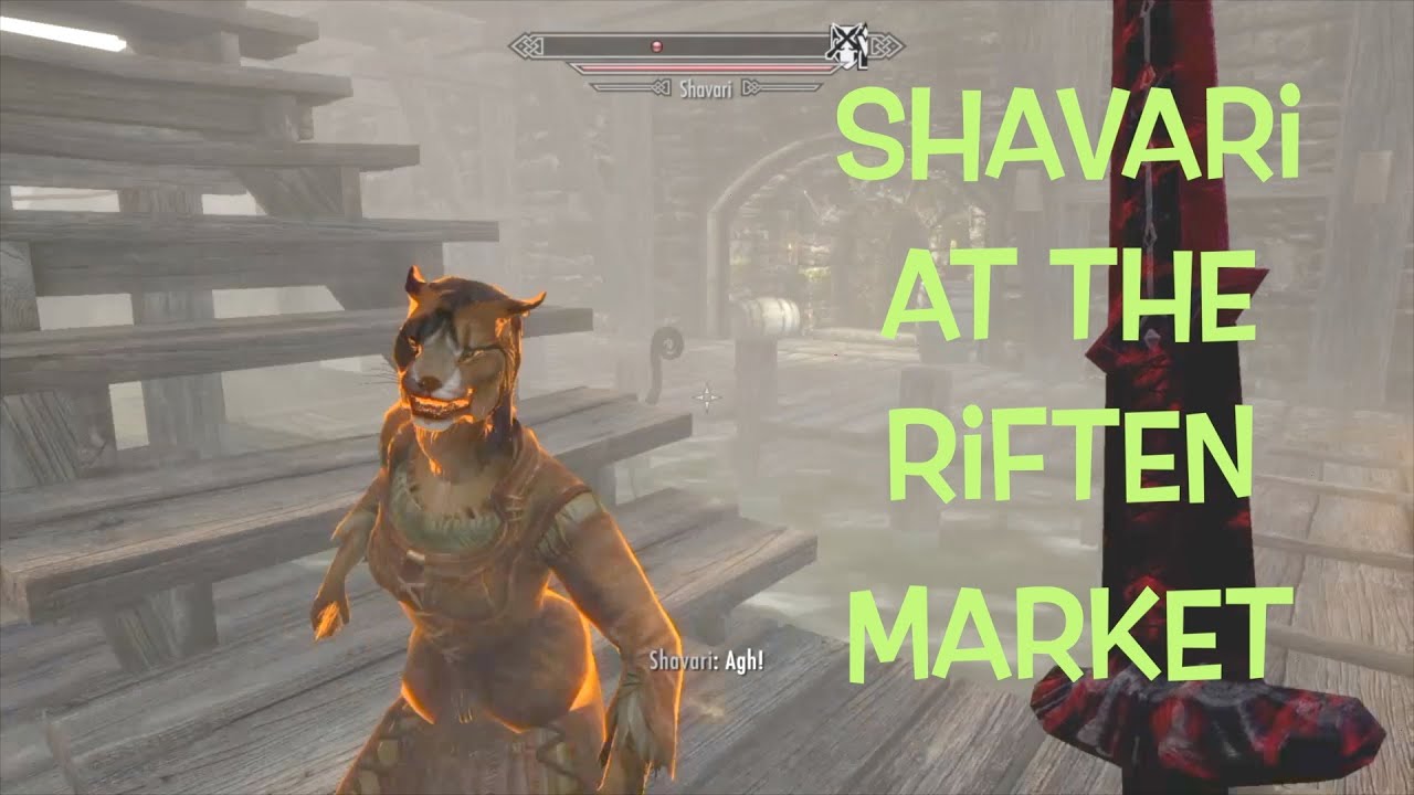 Skyrim ~ Shavari Shows Up At The Riften Market - YouTube