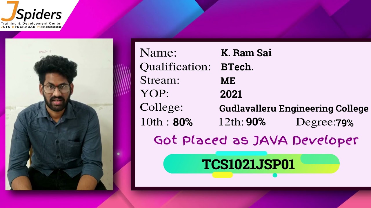 CONGRATULATIONS K . SAI RAM PLACED AS JAVA DEVELOPER - YouTube